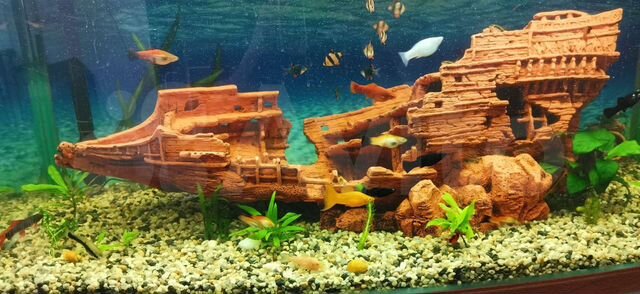 Корабль, декор, грот для аквариума